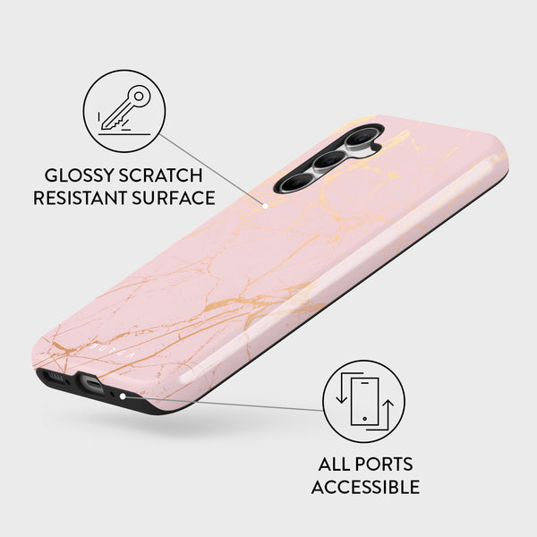 Peachy Gold - Pink Marble Samsung Galaxy A54 Case | BURGA