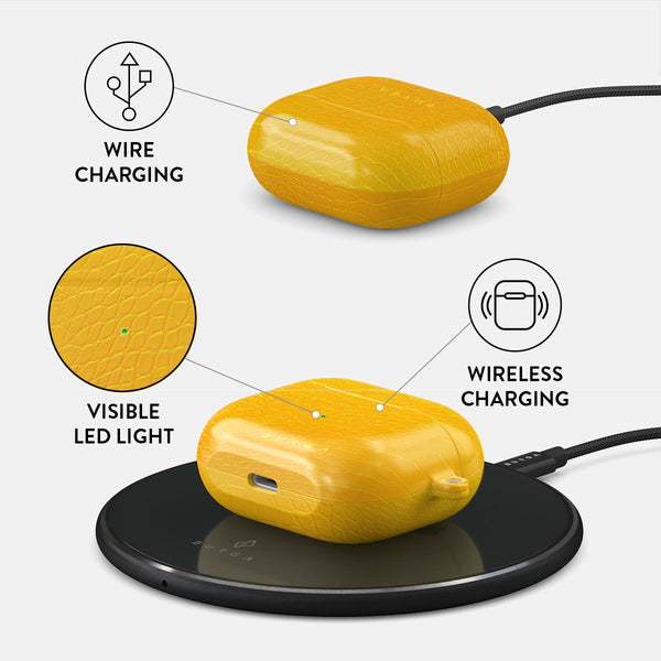 Canary Yellow - Snake Skin Apple Airpods 3 Case Cover | BURGA