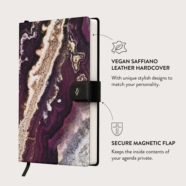 Purple Skies - Marble Saffiano Leather Journal Notebook | BURGA